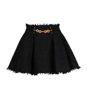 Balmain Tweed Mini Skirt With Chain Detail