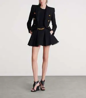 Balmain Tweed Mini Skirt With Chain Detail