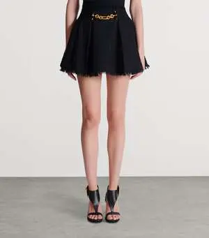 Balmain Tweed Mini Skirt With Chain Detail