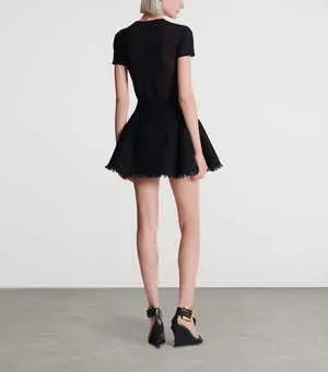 Balmain Tweed Mini Skirt With Chain Detail