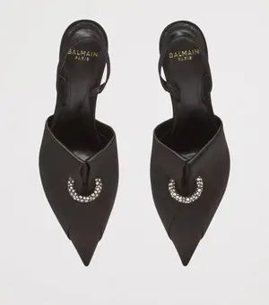 Balmain Satin Slingback Heeled Mules 75