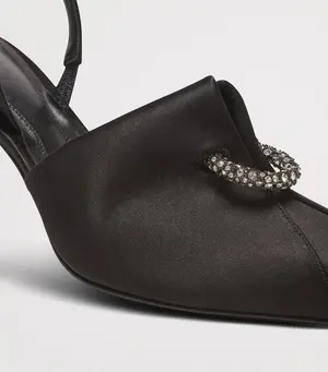 Balmain Satin Slingback Heeled Mules 75