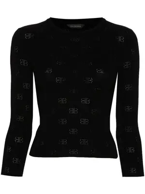 Balenciaga Open-knit Wool Top - Black