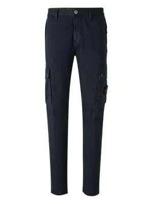 Stone Island Cotton Trousers With Logo - Blue