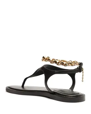 Schutz Lys Leather Thong Sandals - Black
