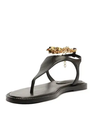 Schutz Lys Leather Thong Sandals - Black