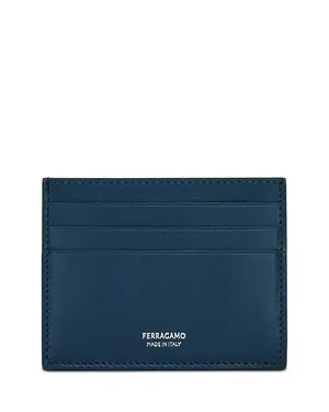 FERRAGAMO Leather Card Holder - Titanic Blue