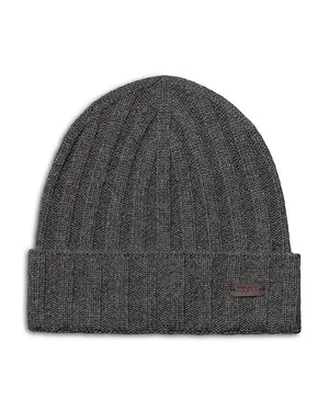 Eton Ribbed Cashmere Beanie - Dark Grey