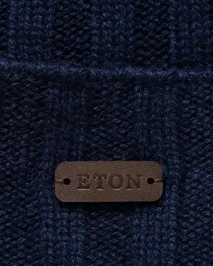 Eton Ribbed Cashmere Beanie - Navy