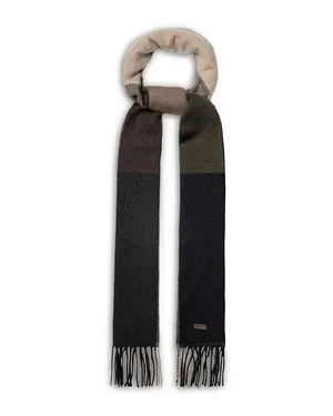 Eton Color Block Cashmere Scarf - Medium Brown