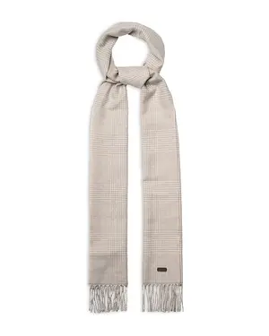 Eton Check Merino Wool Scarf - Light Grey
