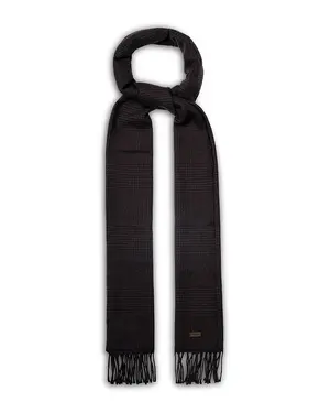 Eton Check Merino Wool Scarf - Medium Brown