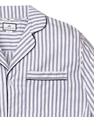 PETITE PLUME Navy French Ticking Pajama Set