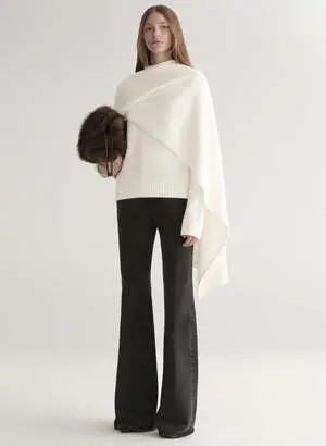 A.L.C. Davin Draped Wool Sweater - Ivory