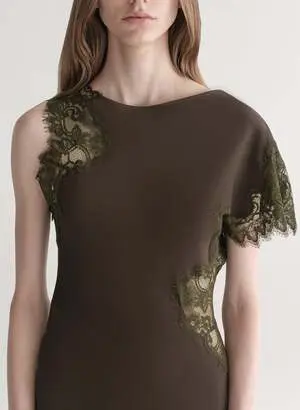 A.L.C. Alessia Lace And Textured Satin Maxi Dress - Military