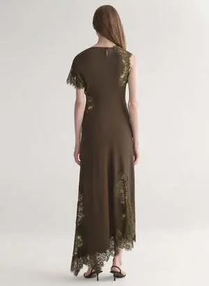 A.L.C. Alessia Lace And Textured Satin Maxi Dress - Military