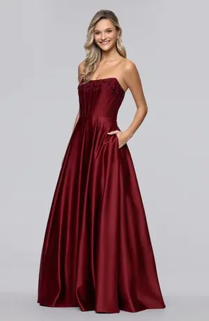 BLONDIE NITES Satin Corset Strapless Gown