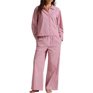Polo Ralph Lauren Stitched Long Pajamas - College Pink Stripe