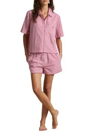 Polo Ralph Lauren Stitched Short Pajamas - College Pink Stripe
