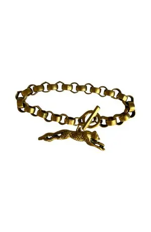 SCCOLLECTION Rolo Chain Bracelet With Leopard Charm - Gold