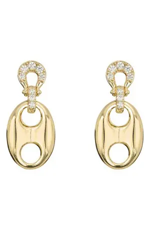 ATHRA LUXE Pavé Horsebit Drop Earrings - Gold