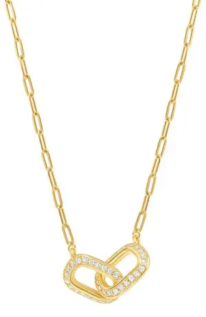 ATHRA LUXE Pavé Interlock Necklace - Gold