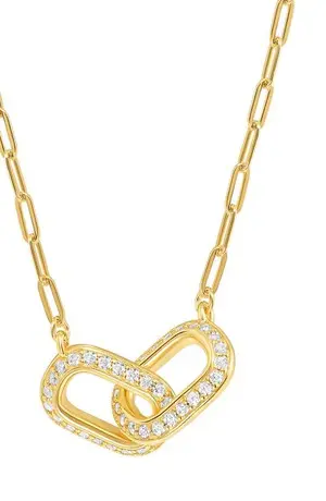 ATHRA LUXE Pavé Interlock Necklace - Gold