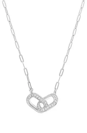ATHRA LUXE Pavé Interlock Necklace - Silver