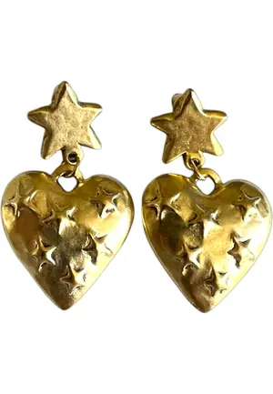 SCCOLLECTION Stella Star Studded Heart Charm Earrings - Gold