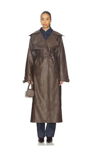 Superdown Astra Faux Leather Trench