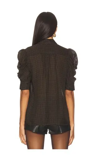 FRAME Houndstooth Gillian Top - Americano Multi