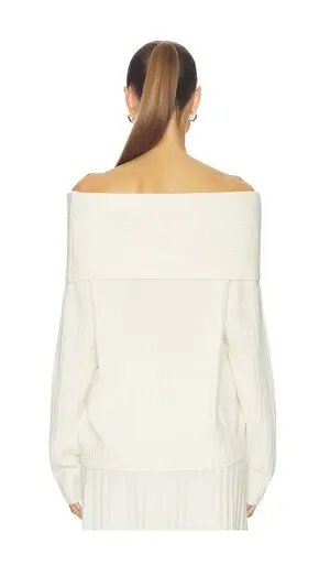 Naadam Premium Cashmino Ribbed Draped Off-shoulder Top