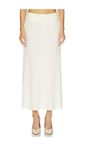 Naadam Premium Cashmino Ribbed Full Length Skirt - White