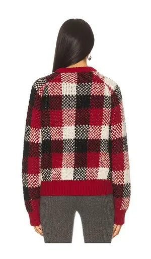 Guest In Residence Buffalo Plaid Wool And Cashmere Blend Cardigan - Ruby Combo