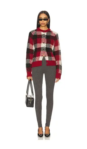 Guest In Residence Buffalo Plaid Wool And Cashmere Blend Cardigan - Ruby Combo