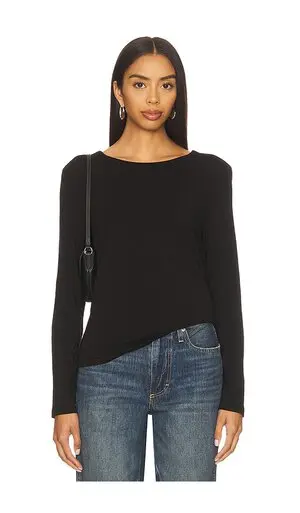 BOBI Long Sleeve Open Cowl Back Top