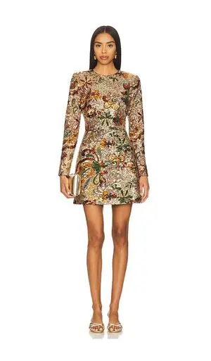 NADINE MERABI Camile Embellished Sequin Mini Dress - Gold