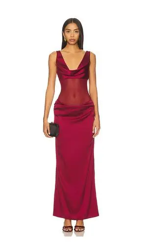 Mesh and Satin Maxi Dresses