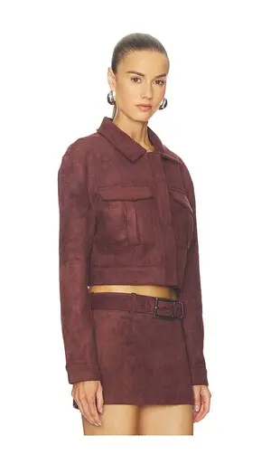 NAKEDVICE The Vince Faux Suede Cropped Jacket - Plum