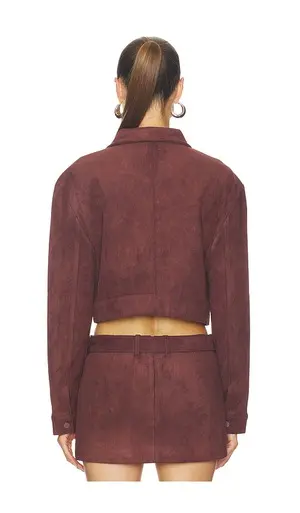 NAKEDVICE The Vince Faux Suede Cropped Jacket - Plum