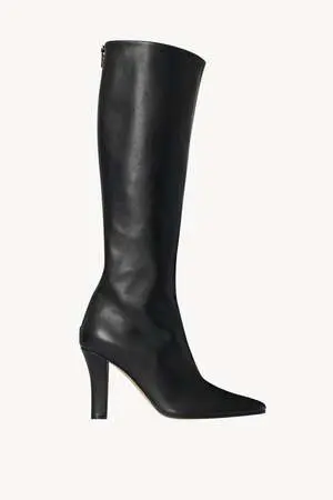 THE ROW Mona Leather Knee Boot - Black
