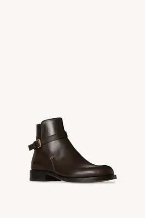 THE ROW Nobilis Buckle Leather Boots - Lacquer Brown