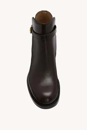THE ROW Nobilis Buckle Leather Boots - Lacquer Brown