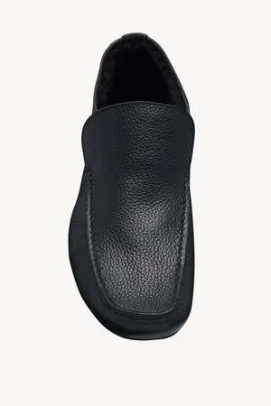 THE ROW Leo Loafer In Leather And Shearling - Black