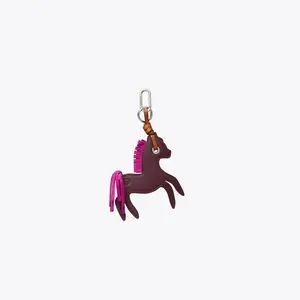 Tory Burch Leather Horse Bag Charm - Dark Carmine