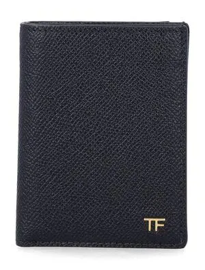 TOM FORD Grain Leather Folding Cardholder - Black
