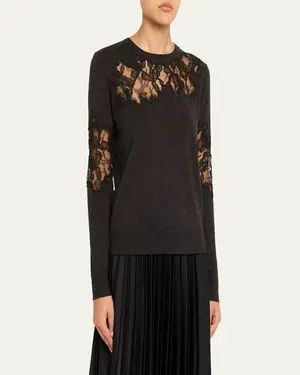 JASON WU Lace-inset Merino Wool Sweater