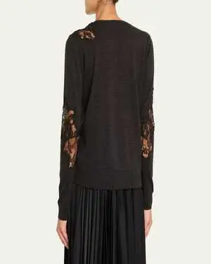 JASON WU Lace-inset Merino Wool Sweater