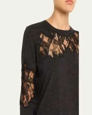 JASON WU Lace-inset Merino Wool Sweater