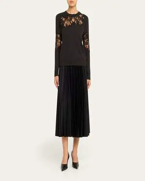 JASON WU Lace-inset Merino Wool Sweater
